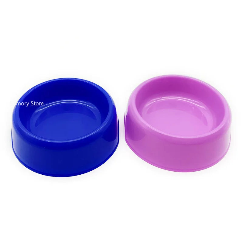 Solid Color Pet Bowl Plastic Dog Bowl Cat Round Single Bowl Thickened ...